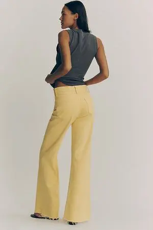 MOTHER Tomcat Roller Fray High-rise Wide-leg Jeans - Sunshine