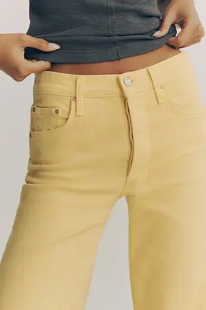 MOTHER Tomcat Roller Fray High-rise Wide-leg Jeans - Sunshine