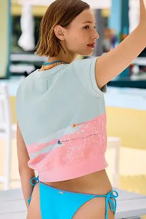 CELANDINE Color Block Short-sleeve Sweatshirt