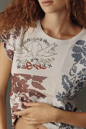 Anthropologie Embroidered Tee