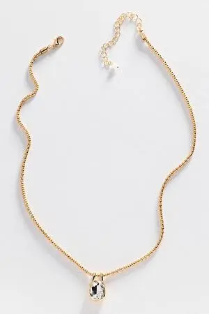 Anthropologie Bezel Crystal Pendant Necklace - Clear