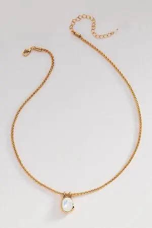 Anthropologie Bezel Crystal Pendant Necklace - Opal