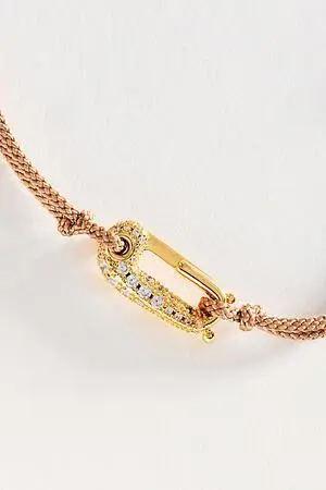 Anthropologie Corded Crystal Carabiner Necklace - Sand