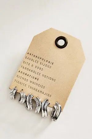 Anthropologie Textured Hoop Earring Set - Silver