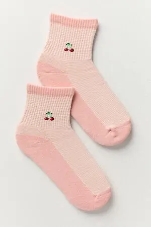 AMERICAN TRENCH Striped Icon Crew Socks - Cherry