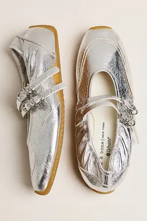 Rag & Bone Emilee Mary Jane Flats - Silver