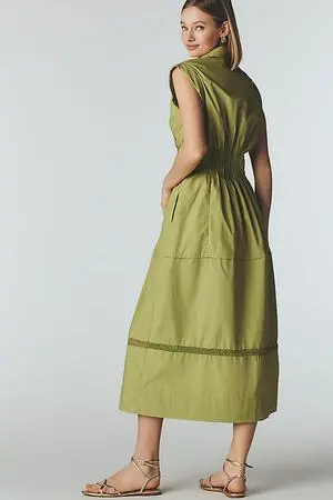 Maeve 100% Cotton Waisted Midi Shirtdress