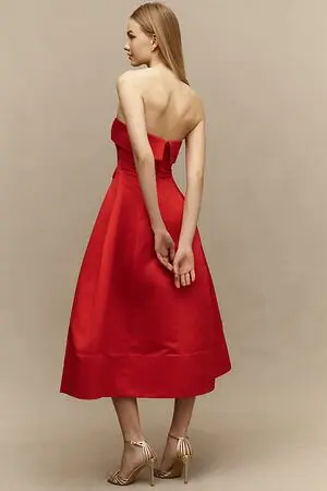 Bhldn Strapless Midi Dress With Bow Detail