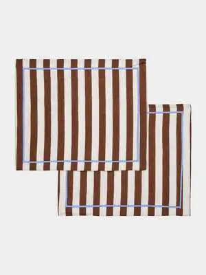 La DoubleJ Stripped Placemat Set - Brown