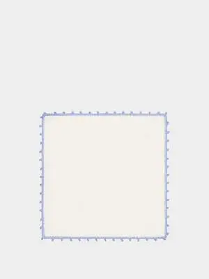 HOUSE OF CAPRICORN Hand-embroidered Linen Cocktail Napkin - Blue