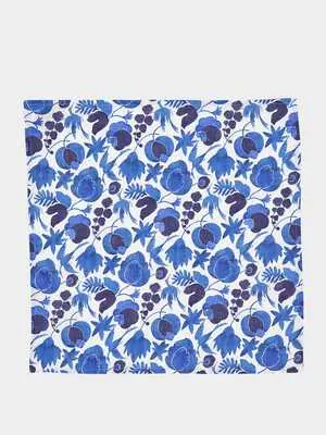 La DoubleJ Wildbird Blu Linen Napkins Set Of 2 - Blue