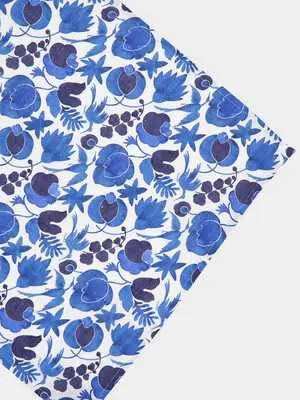 La DoubleJ Wildbird Blu Linen Napkins Set Of 2 - Blue