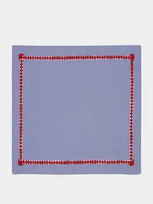 HOUSE OF CAPRICORN Hand-embroidered Linen Napkin - Blue