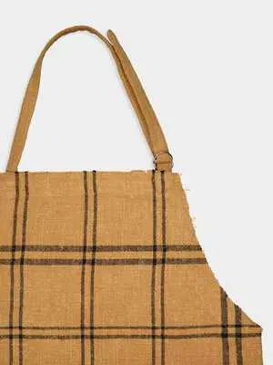 Madam Stoltz Checked Apron With Fringes