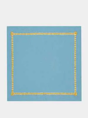HOUSE OF CAPRICORN Hand-embroidered Linen Napkin - Blue