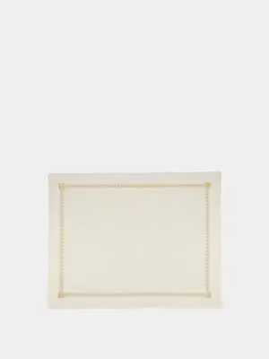 HOUSE OF CAPRICORN Maria Linen Placemat With Embroidery - Beige