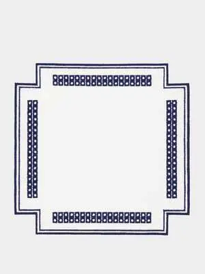 Borgo Delle Tovaglie Erica Antistain Linen Placemat In Ivory And Blue - White