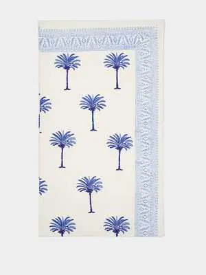 LES-OTTOMANS Palms Cotton Tablecloth - White