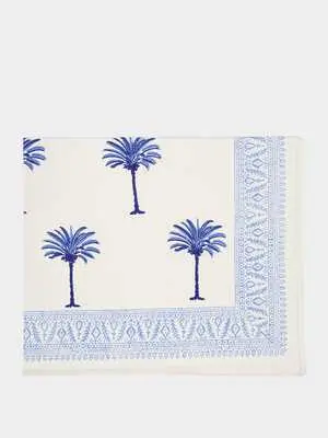 LES-OTTOMANS Palms Cotton Tablecloth - White