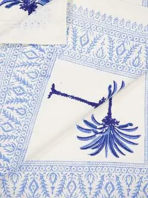 LES-OTTOMANS Palms Cotton Tablecloth - White