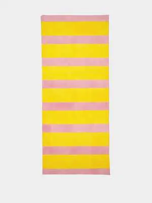 LES-OTTOMANS Striped Block Print Tablecloth - Yellow