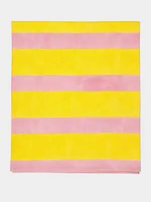 LES-OTTOMANS Striped Block Print Tablecloth - Yellow