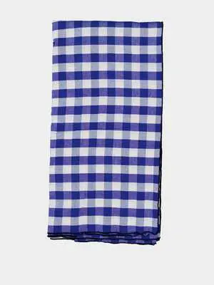 Maison De Vacances Bourdon Black Mesh Gingham Rectangular Extra Large Tablecloth Blue