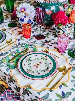La DoubleJ Linen Palms Tablecloth - Multicolour