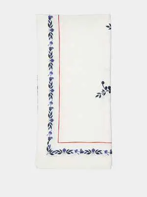 La DoubleJ Wildbird Placée Linen Large Tablecloth - Blue