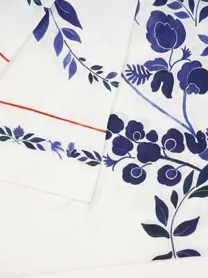 La DoubleJ Wildbird Placée Linen Large Tablecloth - Blue