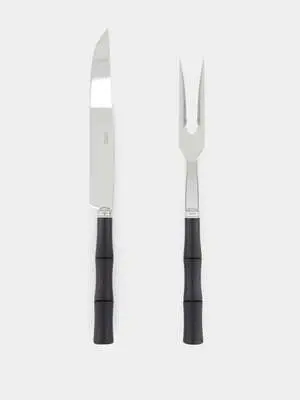 CAPDECO Byblos Bamboo Black Carne Server - Silver