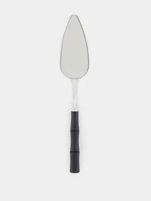 CAPDECO Byblos Bamboo Black Cake Server By - Silver