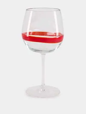 VETRERIA MURANO Stripe Design Wine Glass - Red