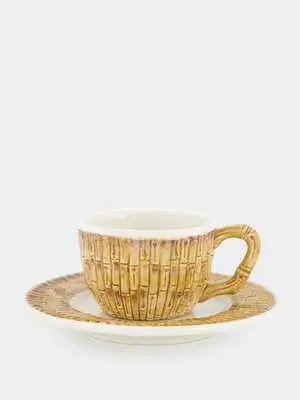 LES-OTTOMANS Bamboo Ceramic Tea Cup - Brown