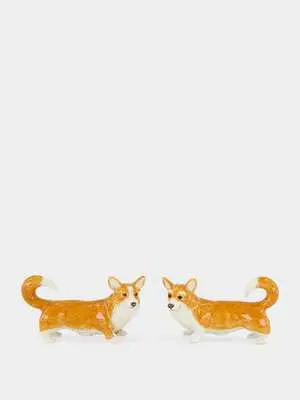 QUAIL CERAMICS Corgi Salt And Pepper Set - Orange