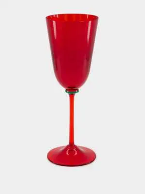 La DoubleJ Murano Wine Glasses Set Of Two - Red