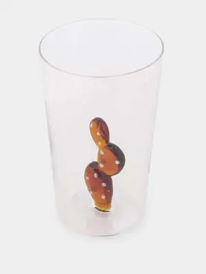 ICHENDORF MILANO Longdrink Glass With Cactus Design - Brown