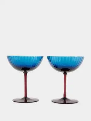 La DoubleJ Blu Fumé Champagne Coupe Set - Blue
