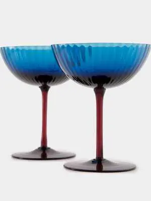 La DoubleJ Blu Fumé Champagne Coupe Set - Blue