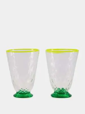 La DoubleJ Set Of Quilted Murano Glasses - Green
