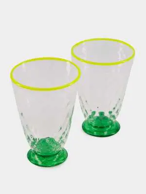 La DoubleJ Set Of Quilted Murano Glasses - Green