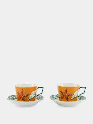 GINORI 1735 Il Viaggio Di Nettuno Tea Set - Orange