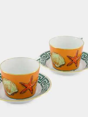 GINORI 1735 Il Viaggio Di Nettuno Tea Set - Orange
