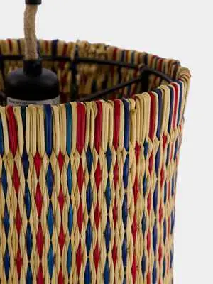 HOUSE OF CAPRICORN Handmade Coruche Natural, Red And Blue Reed Large Wall Lamp