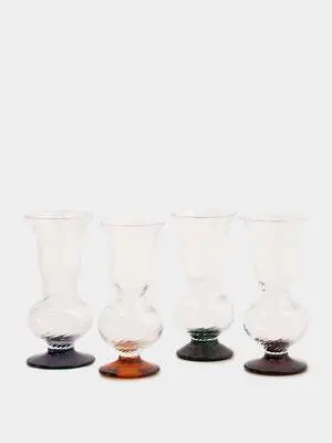 La DoubleJ Murano Glass Sippers Set Of 4 - Multicolour