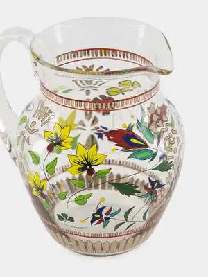 LOBMEYR Water Pitcher With Hand-painted Floral Design