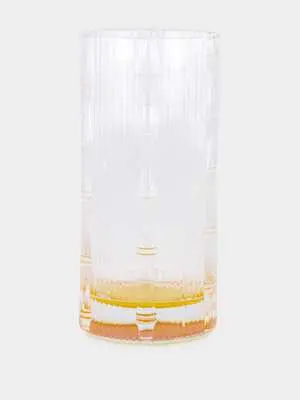 La DoubleJ Solid Amber Bamboo Highball Glasses Set Of 2 - Yellow