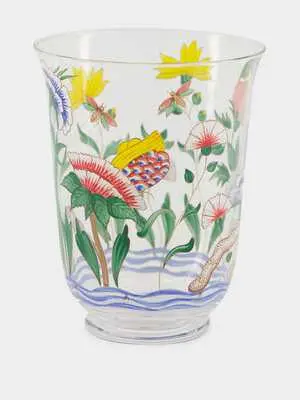 LOBMEYR Large Crystal Tumbler Chinese Flowers - Multicolour