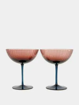 La DoubleJ Viola Murano Glass Champagne Coupe Set Of 2 - Purple