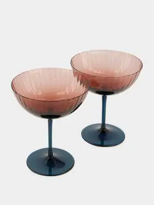 La DoubleJ Viola Murano Glass Champagne Coupe Set Of 2 - Purple